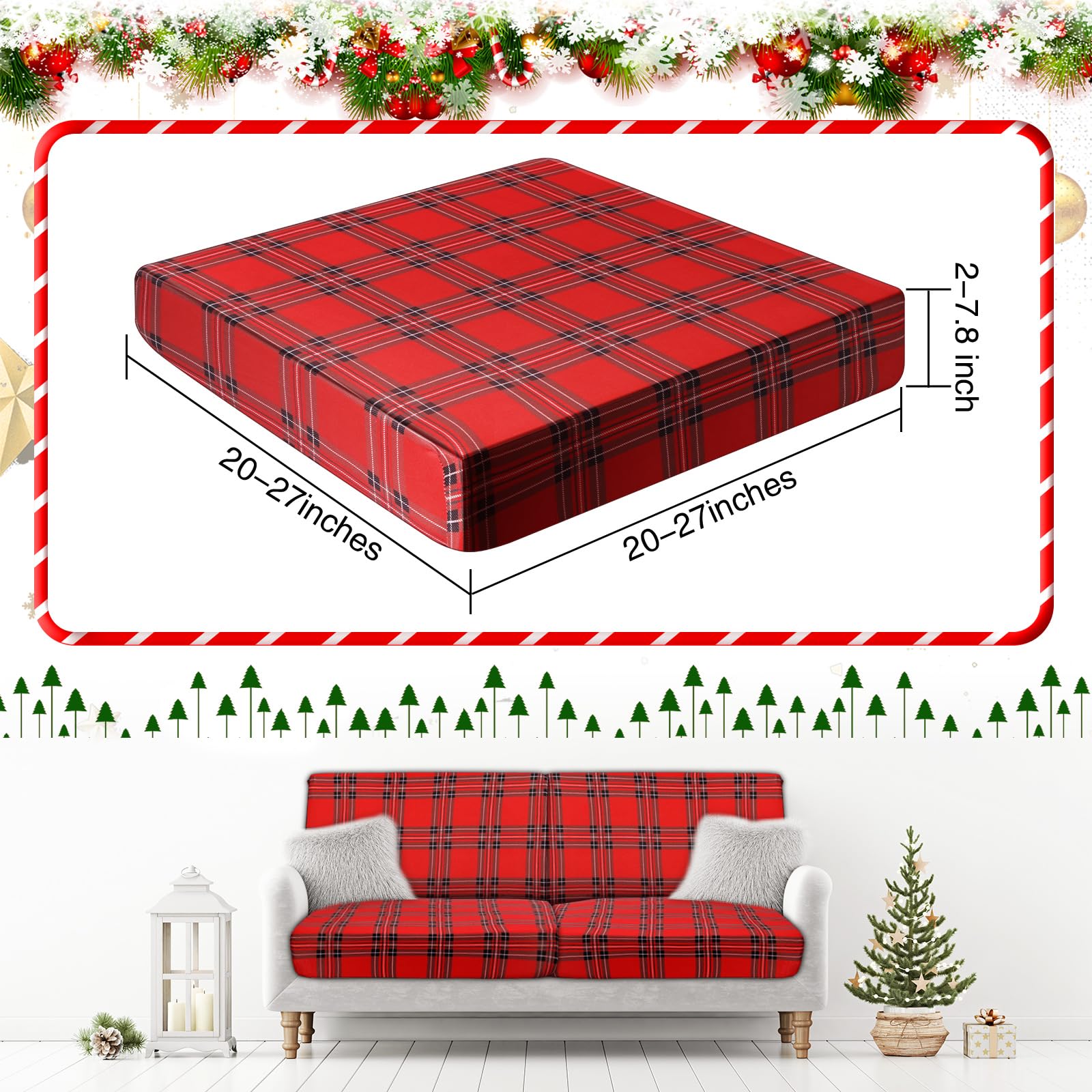 Newwiee 8Pcs Patio Cushion Covers Stretch Outdoor Cushion Cover Replacement for Patio Furniture Sofa Couch Slipcovers, Soft Flexibility Washable Furniture Protector(Waterproof Pure,Red, Green)