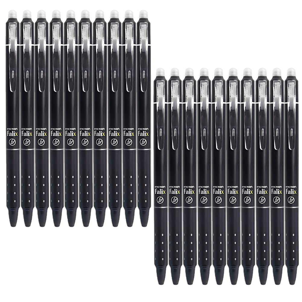 DRMAVI 20 Pcs Erasable Ballpoint Pen Erasable Gel Pens Retractable Eraser Pens,0.5 Fine Point Black Erasable Pens,Make Mistakes Disappear, Drawing Writing Journal School Supplies (20 Black)