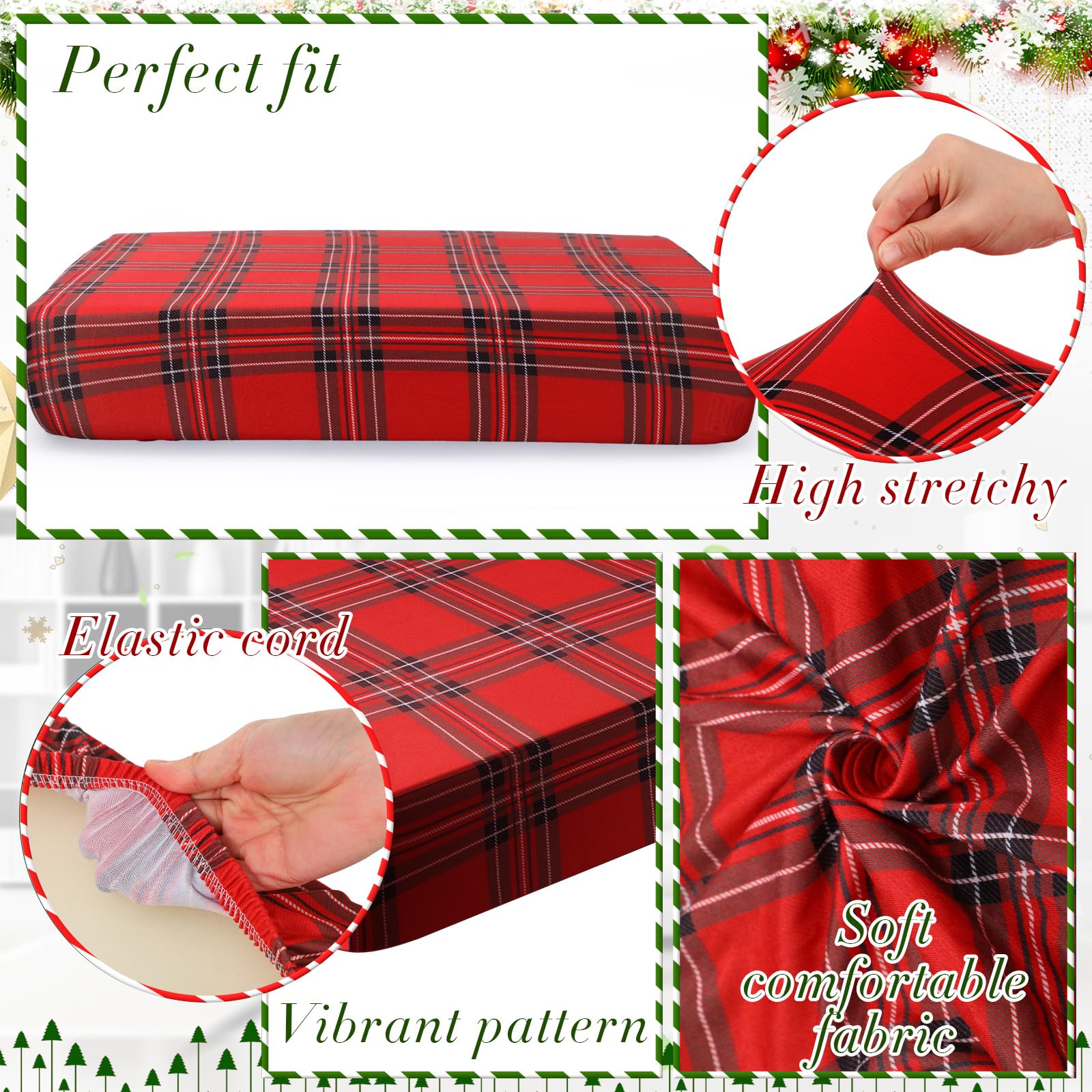 Newwiee 8Pcs Patio Cushion Covers Stretch Outdoor Cushion Cover Replacement for Patio Furniture Sofa Couch Slipcovers, Soft Flexibility Washable Furniture Protector(Waterproof Pure,Red, Green)