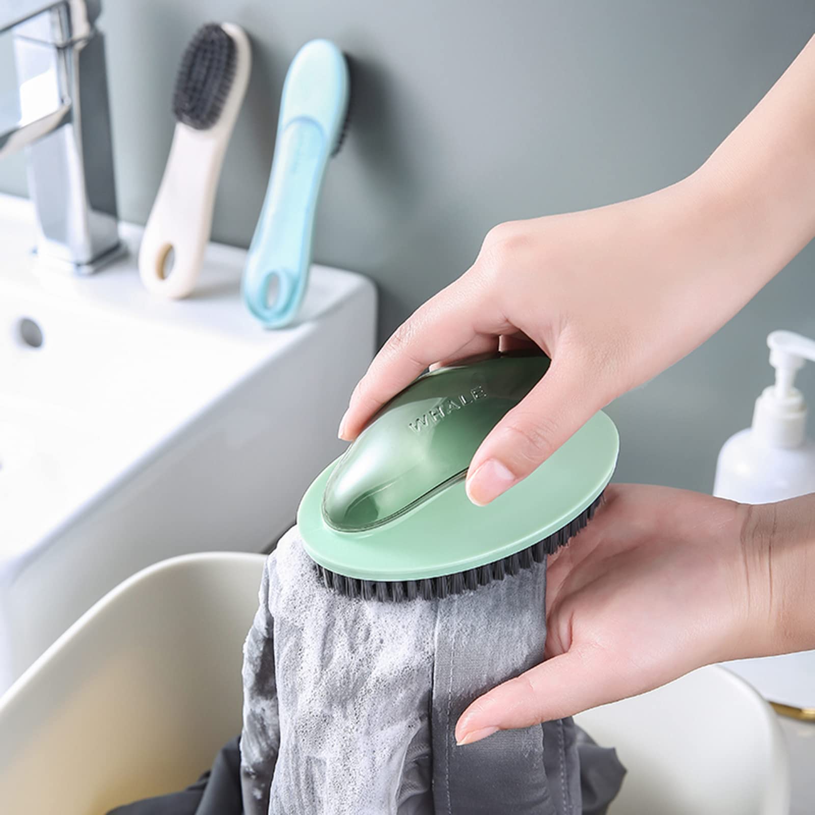 Ganganmax Scrub Brushes for Cleaning Stain Brush Laundry Cleaning Brush Soft Laundry Brush Shoe Brush Sneaker Brush Clothes Fabric Scrub Brush Laundry Scrub Brush Pack 2