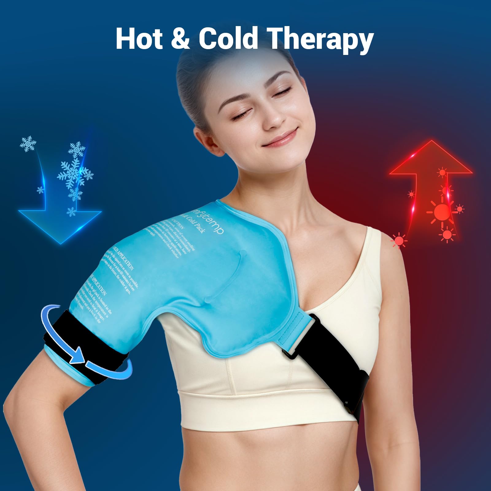 Comfytemp Shoulder Ice Pack Wrap Rotator Cuff Cold Therapy, FSA HSA Eligible, Reusable Shoulder Brace, Gel Ice Packs for Injuries, Hot Cold Compression for Pain Relief, Gift for Recovery after Surgery