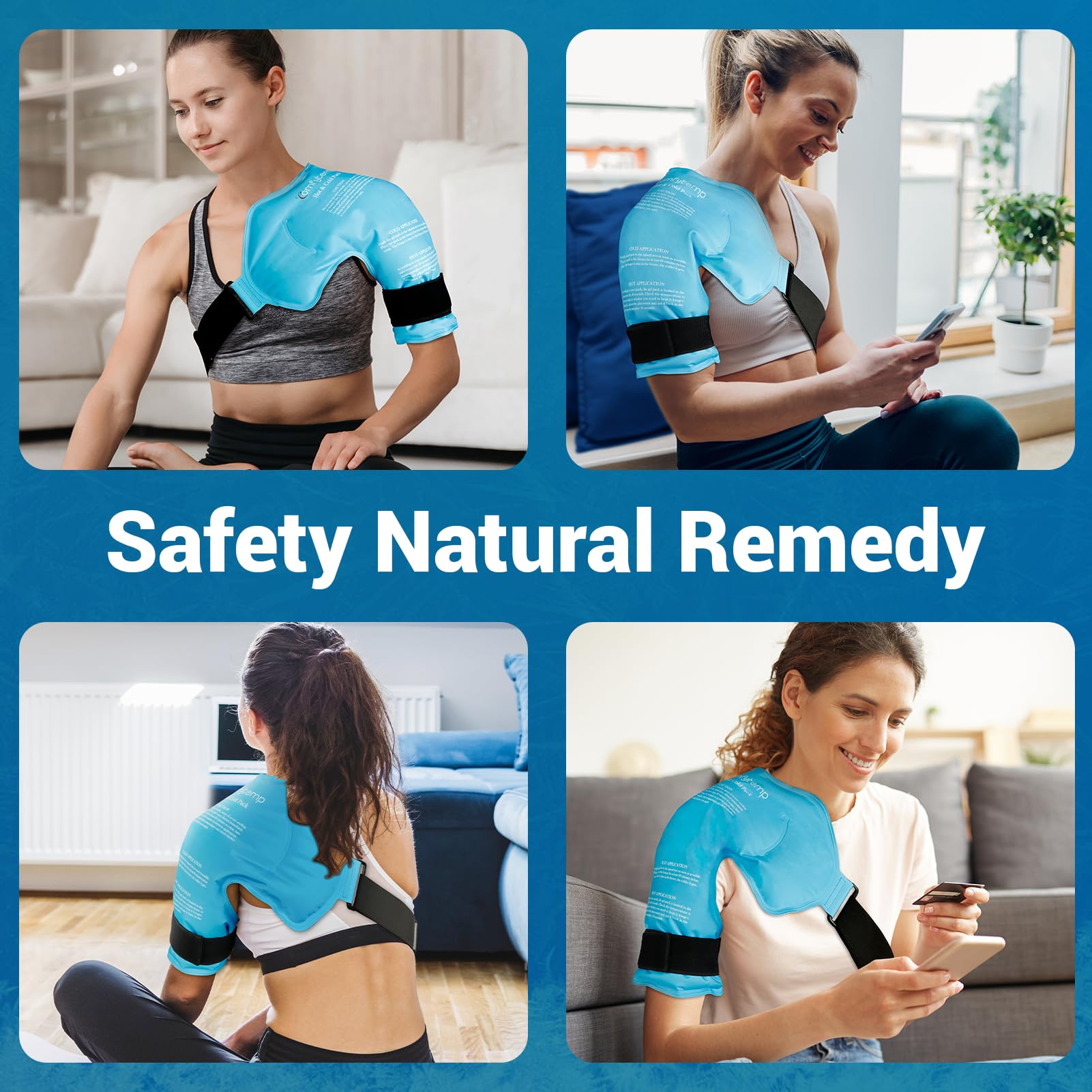 Comfytemp Shoulder Ice Pack Wrap Rotator Cuff Cold Therapy, FSA HSA Eligible, Reusable Shoulder Brace, Gel Ice Packs for Injuries, Hot Cold Compression for Pain Relief, Gift for Recovery after Surgery