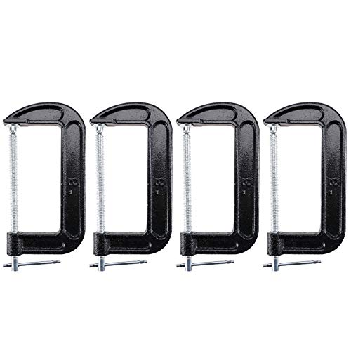 Tysun 4 Pcs 6 Inch C Clamp Set, Up to 6 Inch Jaw Opening, 2-5/8 Inch Throat Depth Heavy Duty C-Clamps for Woodworking Welding and Building