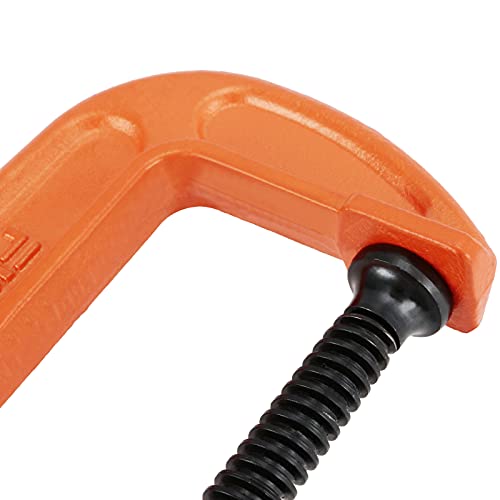 3 Pcs 3 Sizes C Clamp Set, 3" 4" 6" Jaw Opening Small C Clamp Kit, Malleable Iron Mini G Clamp for Woodworking, Orange