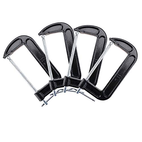 Tysun 4 Pcs 6 Inch C Clamp Set, Up to 6 Inch Jaw Opening, 2-5/8 Inch Throat Depth Heavy Duty C-Clamps for Woodworking Welding and Building