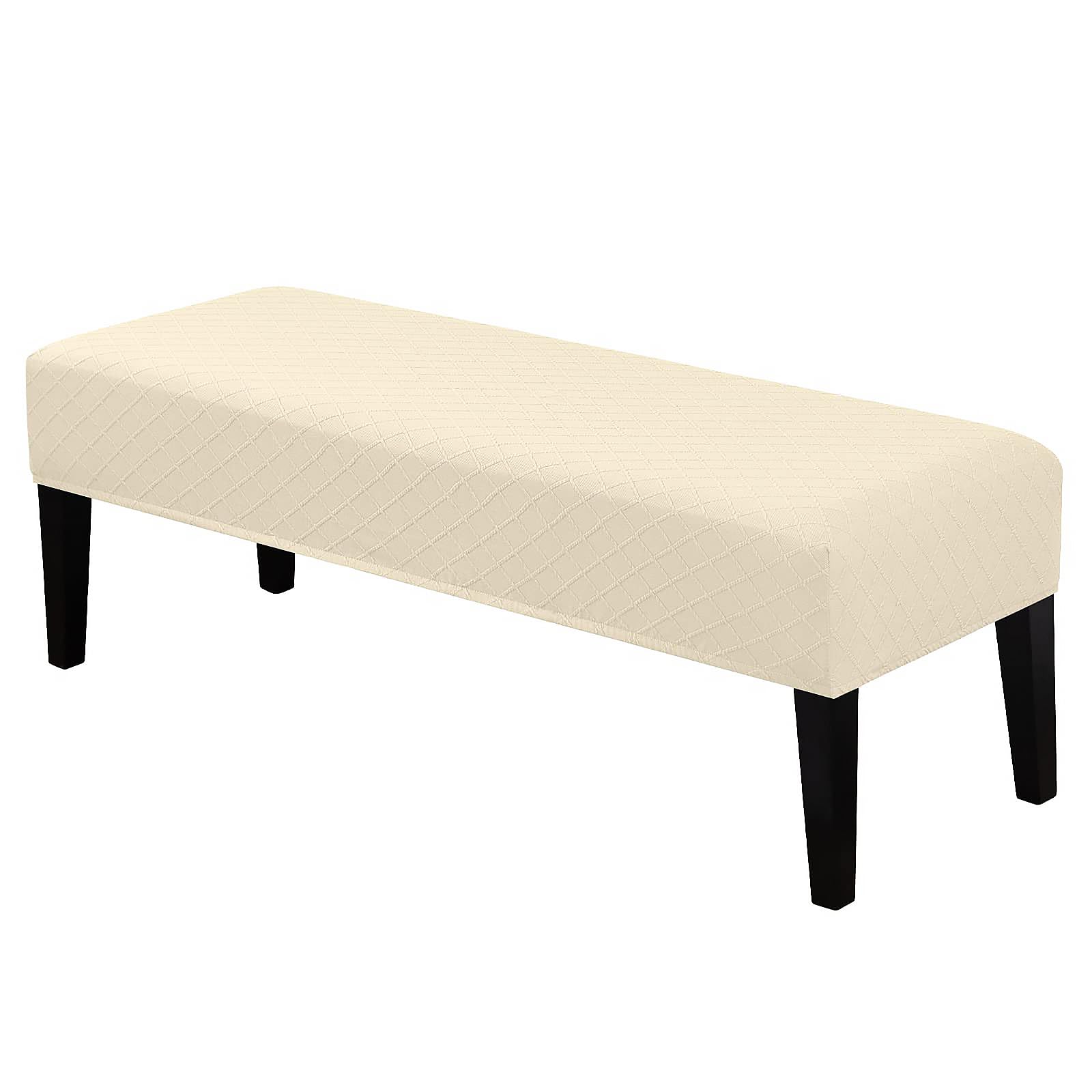 Lebaley Chair Covers for Dining Bench - Stretch Jacquard Removable Washable Chair Seat Slipcovers Protector, Rectangular Bench Cover for bedrooms, Living Rooms, Kitchen(Cream)