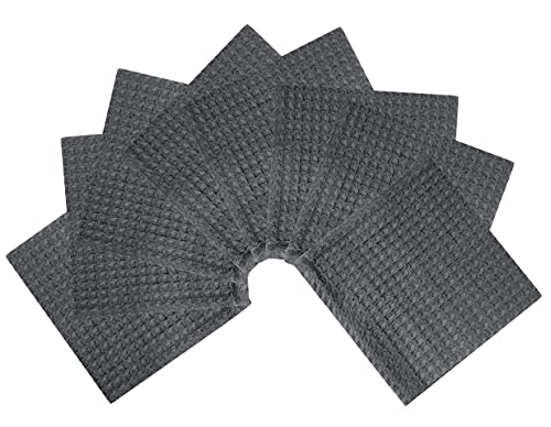 Premium Dish Cloths (12”x 12”, 8 Pack) – Waffle Weave Dish Cloth – 270 GSM – Cotton Kitchen Dish Cloth Set – Highly Absorbent Dish Towels Set (Grey)