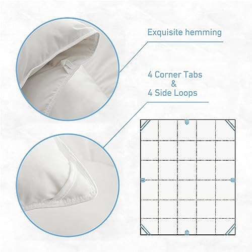 CYMULA Feather Down Comforter Queen Size, Medium Warmth Duvet Insert with Luxurious Down Fill, 8 Corner Tabs and Machine Washable for All Seasons (90 x 90 Inches, White)