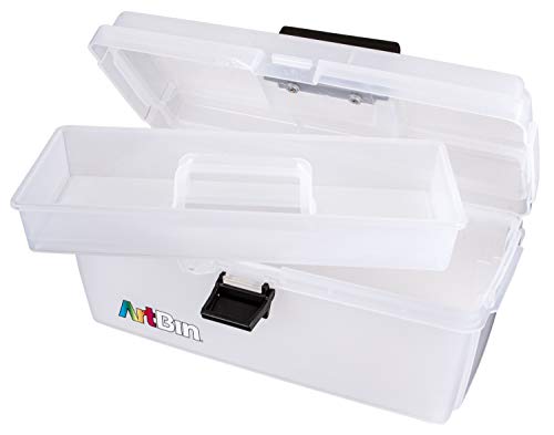 ArtBin 6966AB 16 in. Lift-Out Tray Box, Portable Art & Craft Organizer with Handle and Tray, Clear