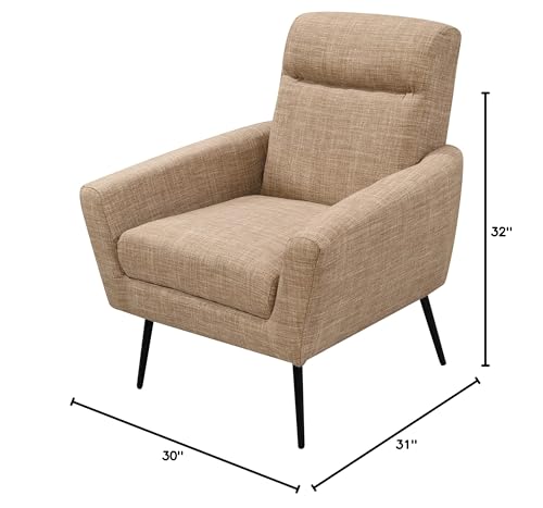 Lepfun Mid Century Modern Upholstered Fabric Accent, Living Room, Bedroom Leisure Single Sofa (Metal Legs),TV armrest seat,Suitable for Small Space Home,Office,Coffee Chair,Light Brown