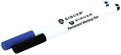 SINGER 04385 Fine Point Permanent Fabric Marking Pen, Black and Blue, 2-Pack
