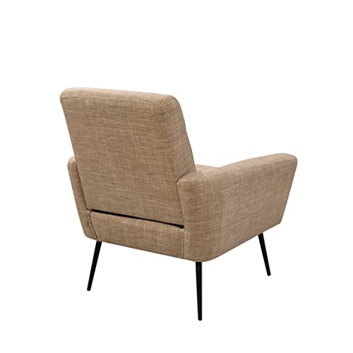 Lepfun Mid Century Modern Upholstered Fabric Accent, Living Room, Bedroom Leisure Single Sofa (Metal Legs),TV armrest seat,Suitable for Small Space Home,Office,Coffee Chair,Light Brown