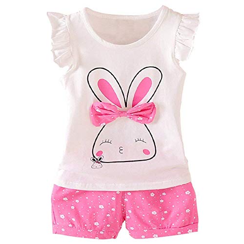 Easter Outfits Baby Girl Clothes Summer Outfits Short Sets 2 Pieces with T-Shirt + Short Pants (Red, 12-18 Months(80))