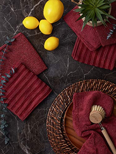 DII Microfiber Multi Purpose Cloths for Dishes, Stainless Steel and Glass for Cleaning, Drying and Polishing,12x12 (Set of 6) - Wine