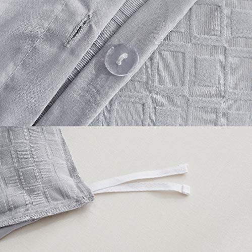 David's Home Cotton Blended Duvet Cover Set King, Ultra Soft Cozy Check Gingham Comforter Cover Set, Yarn Dyed Geometry Plaid Bedding 3 PCS for All Season, 106"x92", Light Grey
