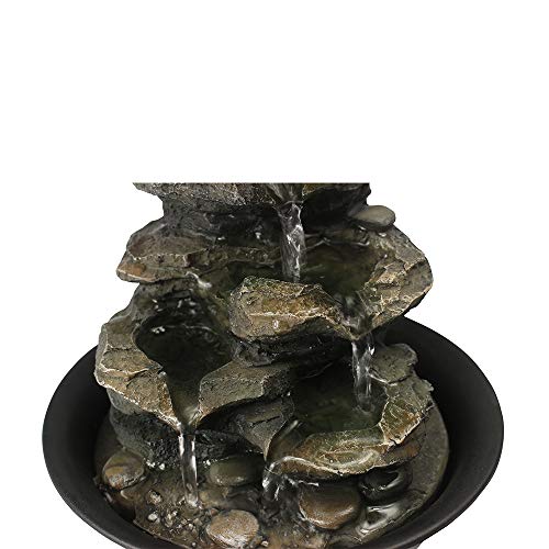BBabe Spinning Orb Rock Cascading Tabletop Fountain, Zen Meditation Indoor Waterfall Feature with LED Light for Home Office Bedroom Relaxation
