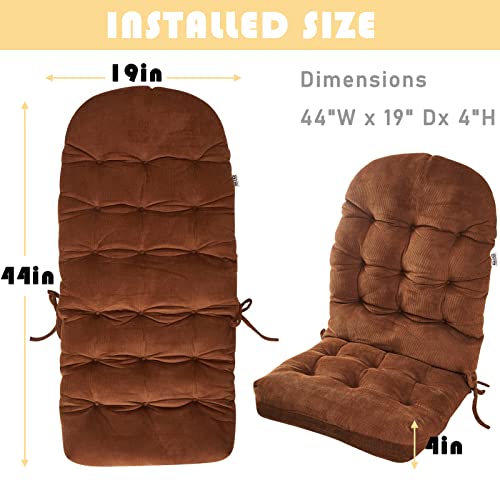 Big Hippo Adirondack Chair Cushion, Patio Rocking Chair Cushions for High Back Chair 44x19x4 inch (Brown, 1)