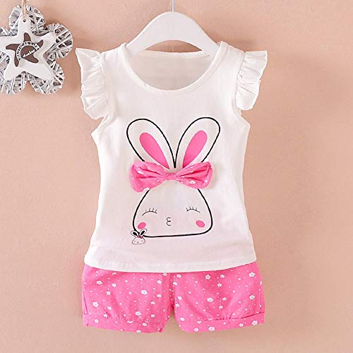 Easter Outfits Baby Girl Clothes Summer Outfits Short Sets 2 Pieces with T-Shirt + Short Pants (Red, 12-18 Months(80))