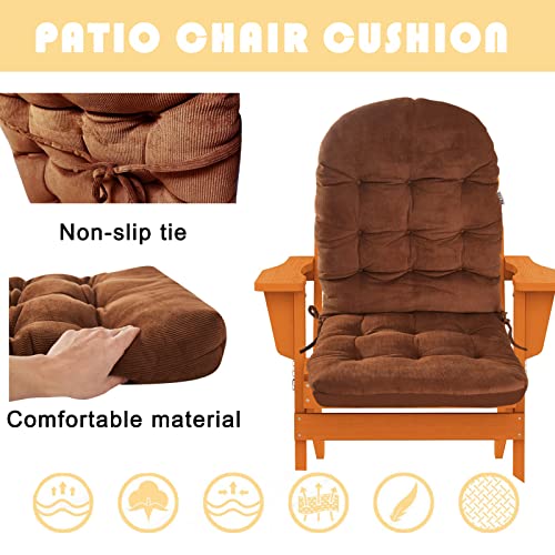 Big Hippo Adirondack Chair Cushion, Patio Rocking Chair Cushions for High Back Chair 44x19x4 inch (Brown, 1)