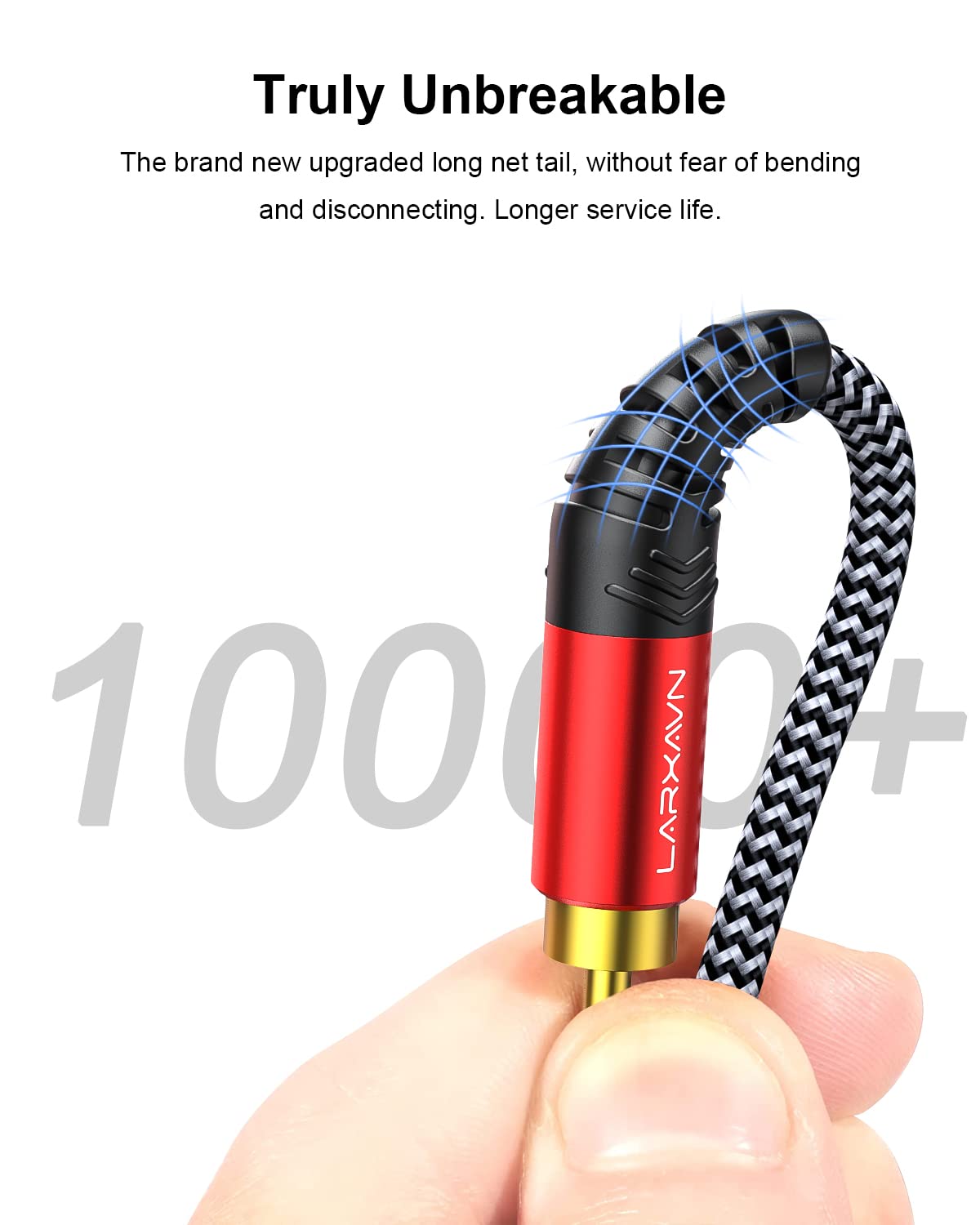 Larxavn RCA Cables, Hi-Fi Sound, Nylon Braided, Shielded RCA Audio Cable for Home Theater, HDTV, Amplifiers, Speakers- 5 Feet