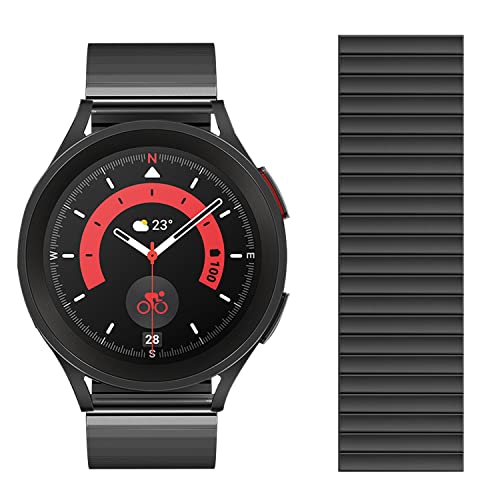 20mm Solo Loop Stainless Steel Metal Replacement Expansion watchband,Compatible Fossil Q Gazer, Huawei, Garmin Amazfit Ticwatch Ms/Men’s Sport Stretchable No Buckle Bands Strap (6.1‘’(15.5cm), Black)