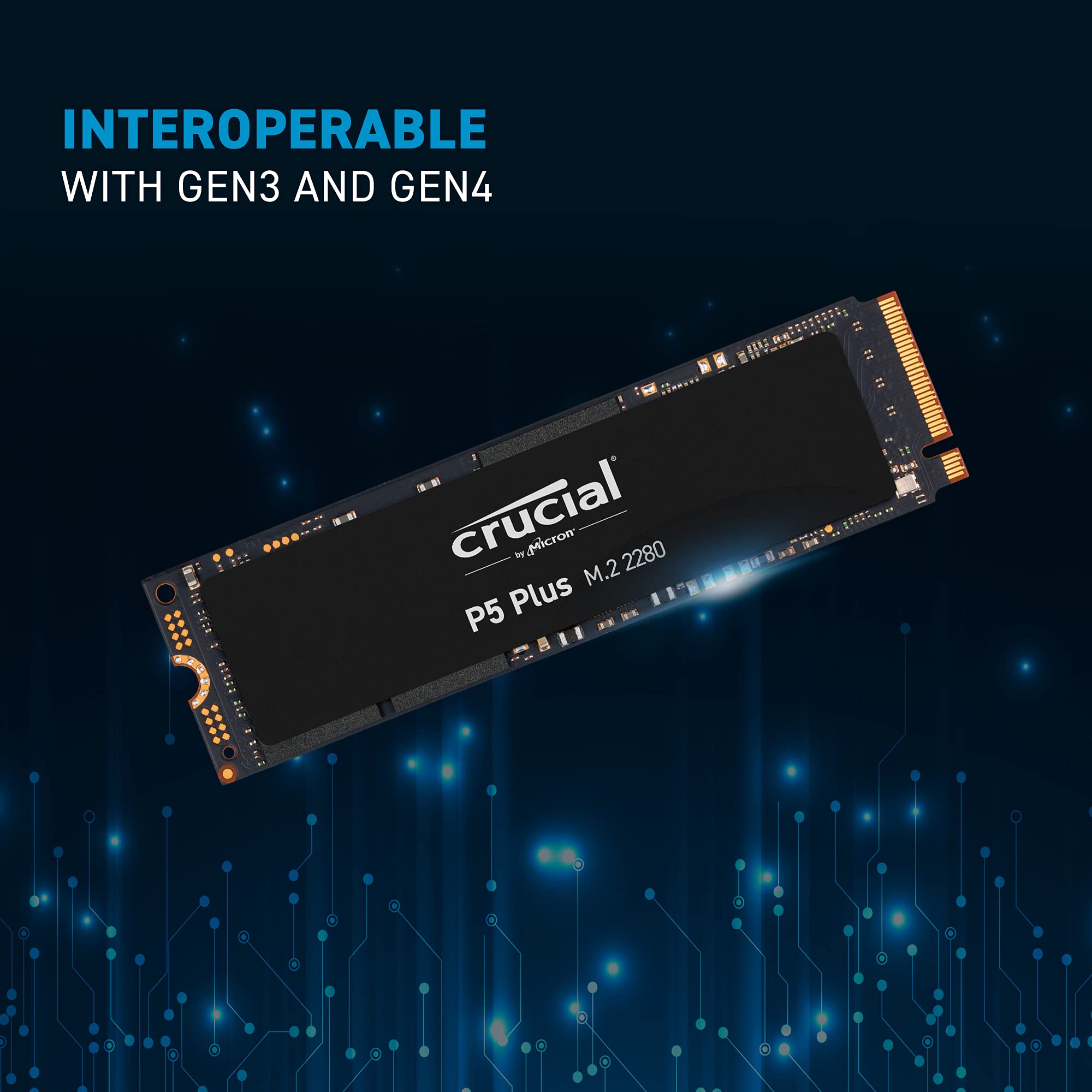 Crucial P5 Plus 1TB PCIe Gen4 3D NAND NVMe M.2 Gaming SSD, up to 6600MB/s - CT1000P5PSSD8 Solid State Drive