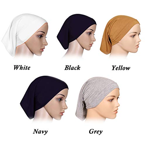 Stretchy Under Caps for Hijab Black Under Scarf Tube Cap Hijab Accessory (4pcs-1)