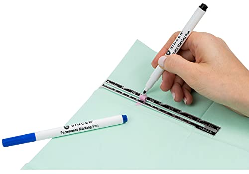 SINGER 04385 Fine Point Permanent Fabric Marking Pen, Black and Blue, 2-Pack