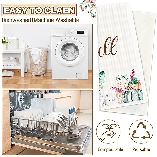 6pc Fall Pumpkins Swedish Dishcloths Thanksgivings Kitchen Dish Towels Happy Harvest Kitchen Towels Fall Leaves Pumpkin Hand Towels Give Thanks Kitchen Supplies Pumpkin Floral Bathroom Decorations