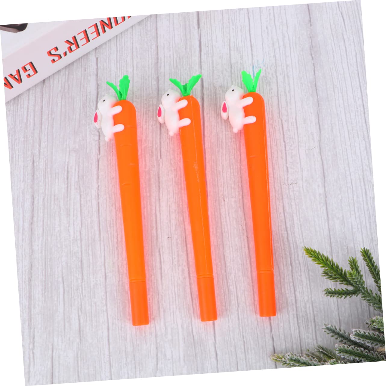 STOBOK Gel Pen Rabbit Carrot Shape 20pcs 0.5mm Black Ink Pens for Students Office
