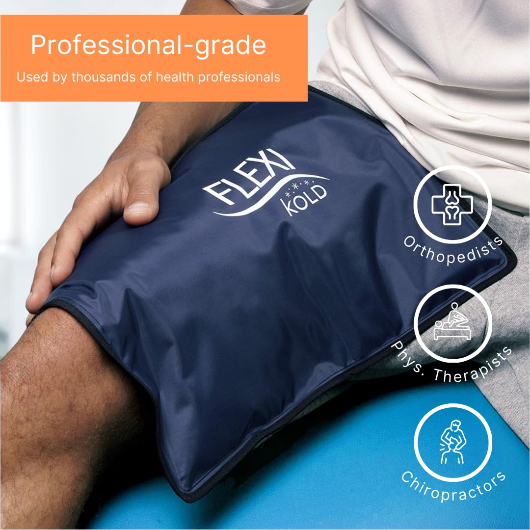 2 FlexiKold Gel Ice Packs (Standard Large: 10.5" x 14.5") - Reusable Cold Pack for Injuries, for Back Pain Relief, Migraine Relief Pad, After Surgery, Postpartum, Headache, Shoulder - 6300-COLD 2PK