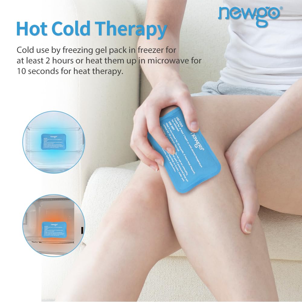 NEWGO Mini Ice Packs (6 Packs) Gel Cold Packs for Injuries Reusable, Face Ice Pack for Face Surgery, Teeth Pain, Tired Eyes, Kid's Boo Boos, Bruises, Headaches,Breastfeeding 4.5"X 3.2" Blue