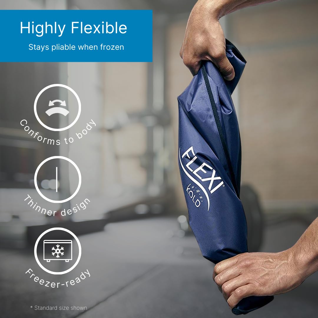 2 FlexiKold Gel Ice Packs (Standard Large: 10.5" x 14.5") - Reusable Cold Pack for Injuries, for Back Pain Relief, Migraine Relief Pad, After Surgery, Postpartum, Headache, Shoulder - 6300-COLD 2PK