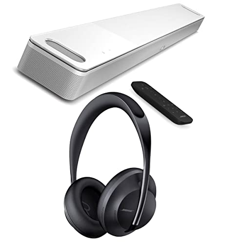 Bose Smart Soundbar 900, White Headphones 700 Noise Cancelling Bluetooth Headphones, Triple Black