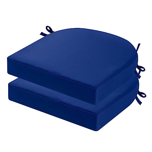 idee-home Outdoor Chair Cushions Set, Thick 3" Outdoor Seat Cushions Patio Furniture Waterproof with Ties, Dining Pads