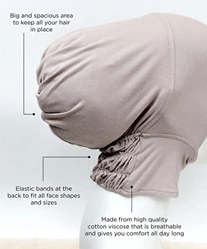 2 Pieces Muslim Jersey Muslim Inner Cap Stretch Turban Hijab Islamic Underscarf Bonnet Head Wear Neck Cover (Black+Coffee)