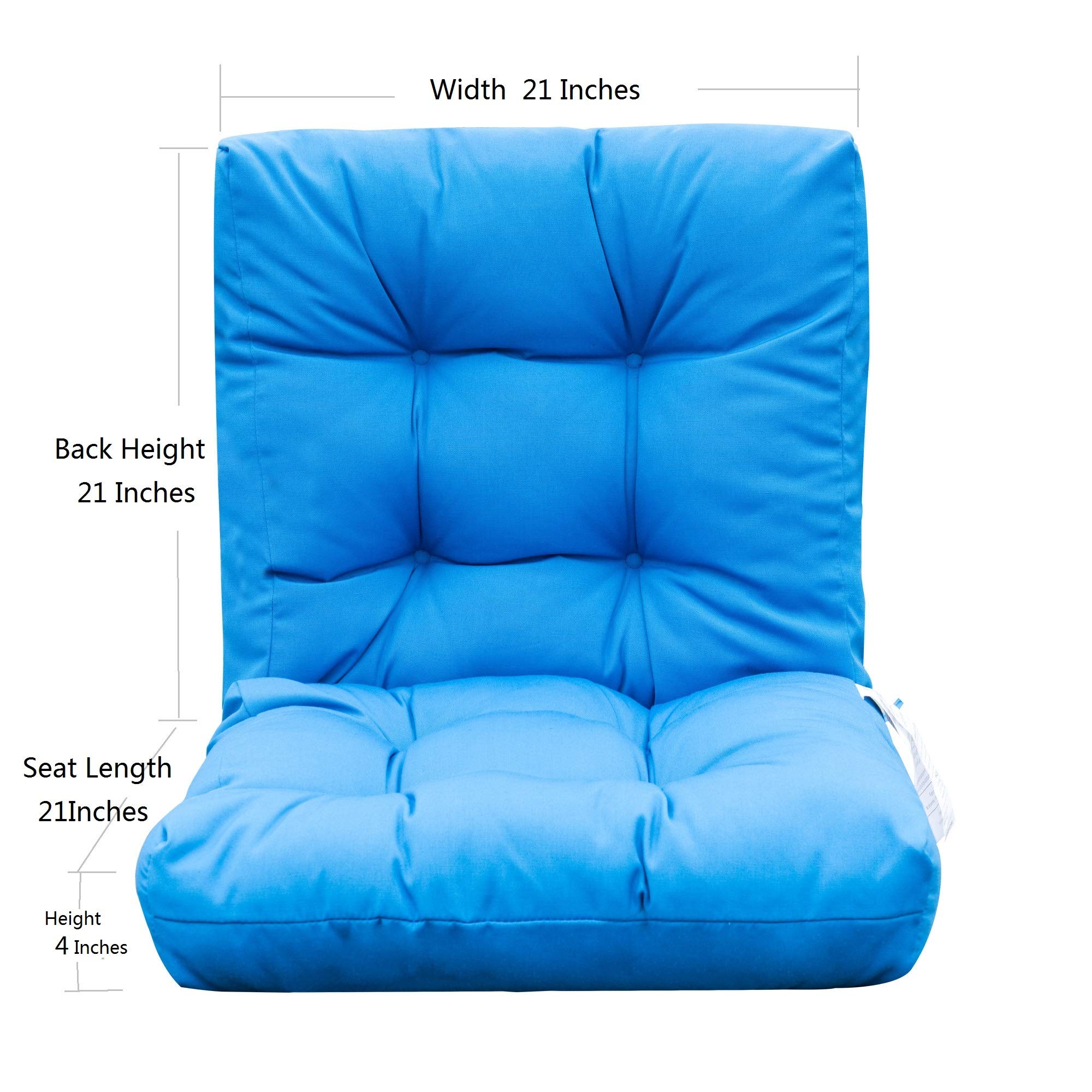 QILLOWAY Outdoor Seat/Back Chair Cushion Tufted Pillow, Spring/Summer Seasonal Replacement Cushions - Pack of 4 (Marine Blue)