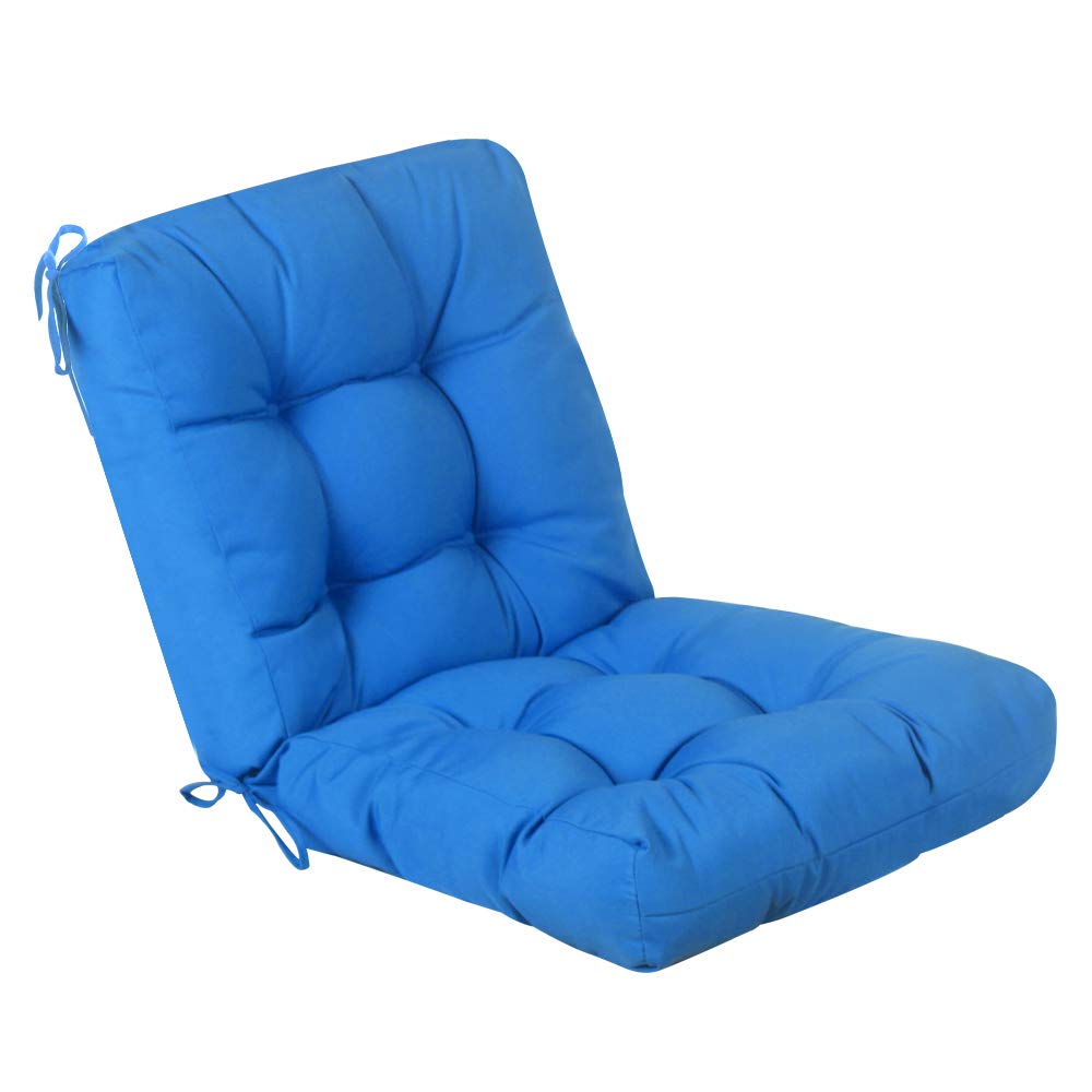 QILLOWAY Outdoor Seat/Back Chair Cushion Tufted Pillow, Spring/Summer Seasonal Replacement Cushions - Pack of 4 (Marine Blue)