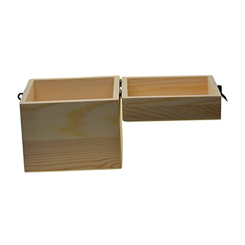 Baoblaze Large Square Unpainted Wooden Storage Box Case for Jewelry Small Gadgets Gift Wood DIY Home Storage Box Natural Wooden Craft Box with Lid Lock DIY Art Craft Accessories