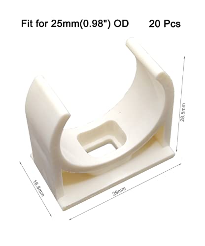 Haozheng PVC Water Pipe Clamps Clips for 25mm/0.98 Inch OD U-Hook TV Trays Tubing Hose Hanger Support Pex Tubing White 20pcs