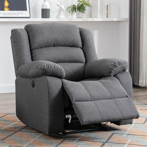 IULULU Electric Power Recliner Chair for Living Room Single Home Theater Seating Sofa Easy Lounge with Soft Padded Headrest and Armrest, Grey