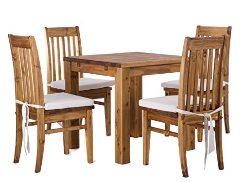 B.R.A.S.I.L.-Möbel TableChamp Dining Table Rio 55.1 x 31.5 Brazil Solid Wood Pine Oiled Farmhouse Living Room Extension Extendable Optional Pinewood