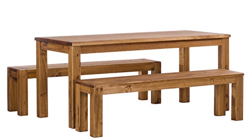 B.R.A.S.I.L.-Möbel TableChamp Dining Table Rio 55.1 x 31.5 Brazil Solid Wood Pine Oiled Farmhouse Living Room Extension Extendable Optional Pinewood