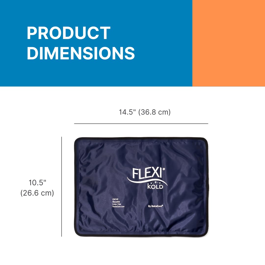 2 FlexiKold Gel Ice Packs (Standard Large: 10.5" x 14.5") - Reusable Cold Pack for Injuries, for Back Pain Relief, Migraine Relief Pad, After Surgery, Postpartum, Headache, Shoulder - 6300-COLD 2PK