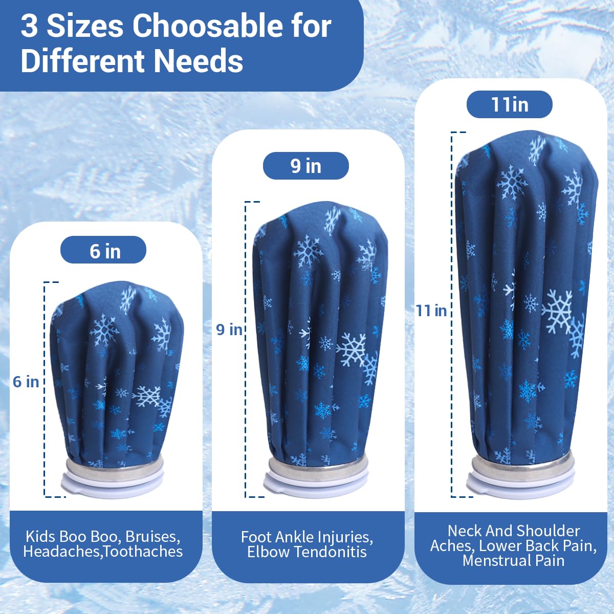 NEWGO Ice Pack for Injury Reusable, Small Ice Bag Refillable Ice Pack for Hot Cold Therapy and Pain Relief, Hot Water Bag, No-Leak Medical Ice Bag (6 Inch)