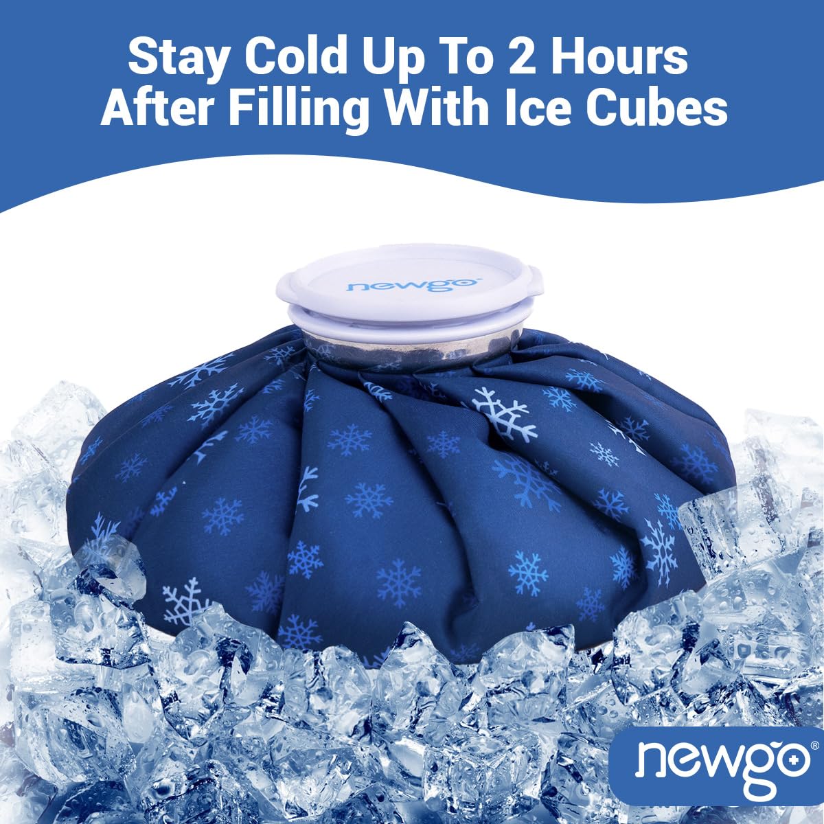 NEWGO Ice Pack for Injury Reusable, Small Ice Bag Refillable Ice Pack for Hot Cold Therapy and Pain Relief, Hot Water Bag, No-Leak Medical Ice Bag (6 Inch)
