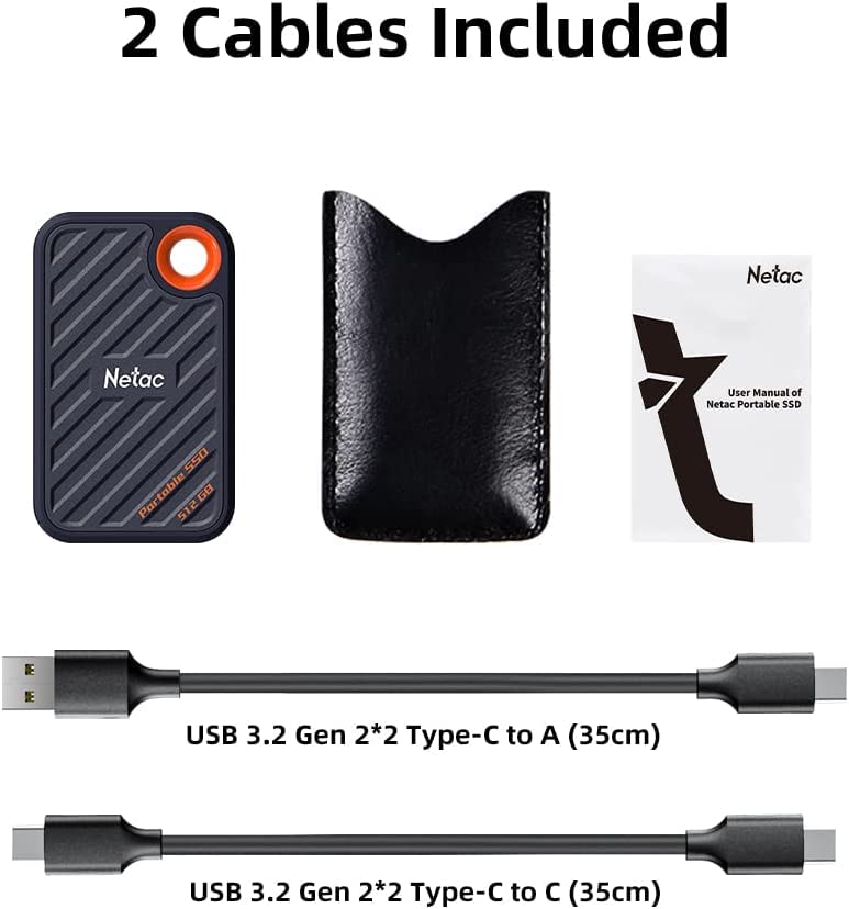Netac 1TB Extreme Portable NVMe SSD Up to 2000MB/s Read 1700MB/s Write Speed USB 3.2 Gen.2 Business Travel Drive Essential External Solid State Drives Supports Win to Go, ZX20