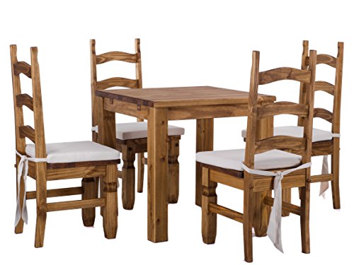 B.R.A.S.I.L.-Möbel TableChamp Dining Table Rio 55.1 x 31.5 Brazil Solid Wood Pine Oiled Farmhouse Living Room Extension Extendable Optional Pinewood