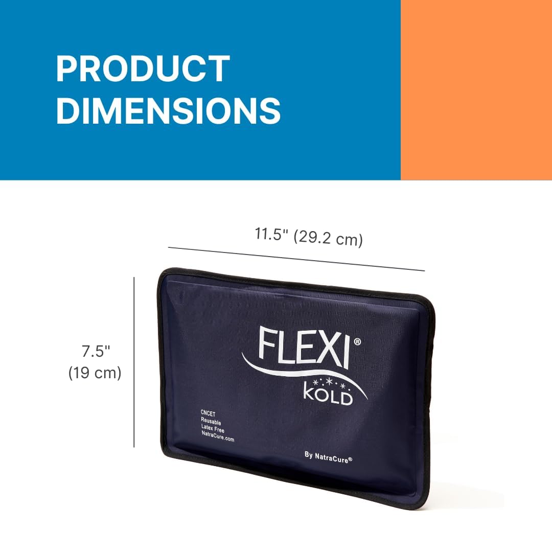 FlexiKold Gel Soft Flexible Ice Packs for Injuries - Reusable Freezer Cold Pack, Cold Compress & Cooling Gel Pad for Face, Shoulder, Hip, Leg, Arm, Ankle & Foot Injury - Medium - 7.5” x 11.5”