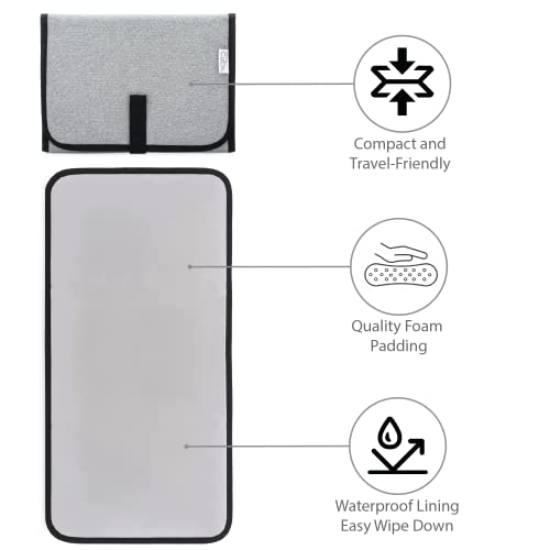 Baby Changing Pad, Portable Diaper Changing Pads for Newborn Girl & boy β Waterproof Travel Changing Station- Gift by Comfy Cubs (Grey, Compact)